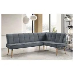 Eckbank exxpo - SOFA FASHION "Latte", antrazith, B:234cm H:95cm T:156cm, 94% PES, 6% NY, Sitzb&auml;nke, Eckbank, moderne Sitz- und R&uuml;ckensteppung, bequem und elegant, hoher Holzfu&szlig;