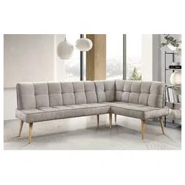 Eckbank exxpo - SOFA FASHION "Latte", sand, B:234cm H:95cm T:156cm, 100% PES, Sitzb&auml;nke, Eckbank, moderne Sitz- und R&uuml;ckensteppung, bequem und elegant, hoher Holzfu&szlig;, Topseller
