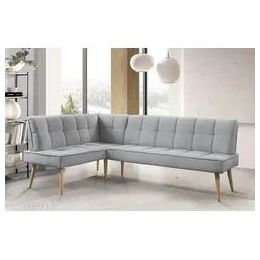 Eckbank exxpo - SOFA FASHION "Latte", silber, B:234cm H:95cm T:156cm, 94% PES, 6% NY, Sitzb&auml;nke, Eckbank, moderne Sitz- und R&uuml;ckensteppung, bequem und elegant, hoher Holzfu&szlig;