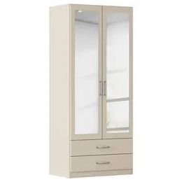 Kleiderschrank Rauch "Schrank Garderobe Ankleide GAMMA Breiten 91/136/181/226/271/315/360 cm", beige (champagner), griffe chrom, B:91cm H:210cm T:54cm, Holzwerkstoff, Schr&auml;nke, Kleiderschrank, verschiedene Griff-Varianten, mit Spiegel TOPSELLER MADE IN GERMANY, Topseller