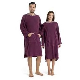 Badeponcho Kangaroos "Dalia Surfponcho, ideal f&uuml;r Sauna, Spa & im Urlaub" Gr. S, beere, L:108cm, Veloursfrottier, Hausm&auml;ntel, weich, Uni-Farben mit Streifen, leicht, Unisex, f&uuml;r Damen und Herren