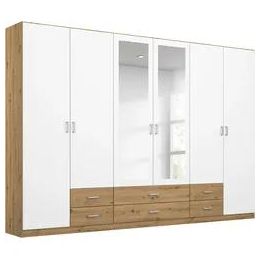 Kleiderschrank Rauch "Schrank Garderobe Ankleide GAMMA Breiten 91/136/181/226/271/315/360 cm", eiche artisan, alpinwei&szlig;, griffe alu, B:271cm H:210cm T:54cm, Holzwerkstoff, Schr&auml;nke, Kleiderschrank, verschiedene Griff-Varianten, mit Spiegel TOPSELLER MADE IN GERMANY, Topseller