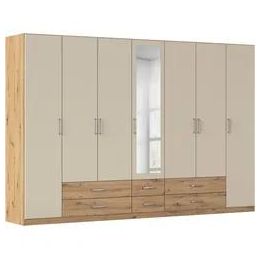 Kleiderschrank Rauch "Schrank Garderobe Ankleide GAMMA Breiten 91/136/181/226/271/315/360 cm", eiche artisan, beige (champagner), griffe chrom, B:315cm H:210cm T:54cm, Holzwerkstoff, Schr&auml;nke, Kleiderschrank, verschiedene Griff-Varianten, mit Spiegel TOPSELLER MADE IN GERMANY, Topseller
