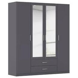 Kleiderschrank Rauch "Schrank Garderobe Ankleide GAMMA Breiten 91/136/181/226/271/315/360 cm", graumetallic, griffe chrom, B:181cm H:210cm T:54cm, Holzwerkstoff, Schr&auml;nke, Kleiderschrank, verschiedene Griff-Varianten, mit Spiegel TOPSELLER MADE IN GERMANY, Topseller