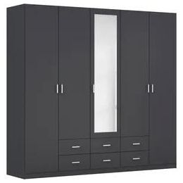 Kleiderschrank Rauch "Schrank Garderobe Ankleide GAMMA Breiten 91/136/181/226/271/315/360 cm", graumetallic, griffe alu, B:226cm H:210cm T:54cm, Holzwerkstoff, Schr&auml;nke, Kleiderschrank, verschiedene Griff-Varianten, mit Spiegel TOPSELLER MADE IN GERMANY, Topseller