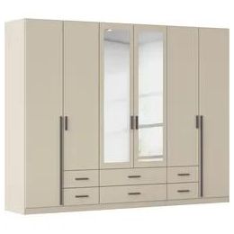 Kleiderschrank Rauch "Schrank Garderobe Ankleide GAMMA Breiten 91/136/181/226/271/315/360 cm", beige (champagner), griffstangen graumetallic, B:271cm H:210cm T:54cm, Holzwerkstoff, Schr&auml;nke, Kleiderschrank, verschiedene Griff-Varianten, mit Spiegel TOPSELLER MADE IN GERMANY, Topseller