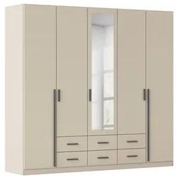 Kleiderschrank Rauch "Schrank Garderobe Ankleide GAMMA Breiten 91/136/181/226/271/315/360 cm", beige (champagner), griffstangen graumetallic, B:226cm H:210cm T:54cm, Holzwerkstoff, Schr&auml;nke, Kleiderschrank, verschiedene Griff-Varianten, mit Spiegel TOPSELLER MADE IN GERMANY, Topseller