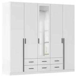 Kleiderschrank Rauch "Schrank Garderobe Ankleide GAMMA Breiten 91/136/181/226/271/315/360 cm", alpinwei&szlig;, griffstangen graumetallic, B:226cm H:210cm T:54cm, Holzwerkstoff, Schr&auml;nke, Kleiderschrank, verschiedene Griff-Varianten, mit Spiegel TOPSELLER MADE IN GERMANY, Topseller
