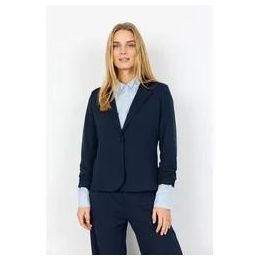 Kurzblazer soyaconcept "SC-SIHAM 97", Damen, Gr. M, navy, Web, Obermaterial: 95% Polyester, 5% Elasthan, unifarben, normal, V-Ausschnitt, Blazer Kurzblazer