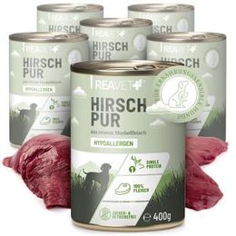 REAVET Hunde Nassfutter - Hirsch PUR 6x400 g