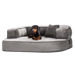 tierlando SHARLEEN VISCO PLUS - Orthop&auml;disches Hundesofa mit kuscheligem Teddystoff grau/ grau 1,2 m, 40 cm, 90 cm