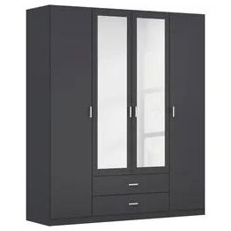 Kleiderschrank Rauch "Schrank Garderobe Ankleide GAMMA Breiten 91/136/181/226/271/315/360 cm", graumetallic, griffe alu, B:181cm H:210cm T:54cm, Holzwerkstoff, Schr&auml;nke, Kleiderschrank, verschiedene Griff-Varianten, mit Spiegel TOPSELLER MADE IN GERMANY, Topseller