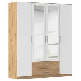 Kleiderschrank Rauch "Schrank Garderobe Ankleide GAMMA Breiten 91/136/181/226/271/315/360 cm", eiche artisan, alpinwei&szlig;, griffe chrom, B:181cm H:210cm T:54cm, Holzwerkstoff, Schr&auml;nke, Kleiderschrank, verschiedene Griff-Varianten, mit Spiegel TOPSELLER MADE IN GERMANY, Topseller