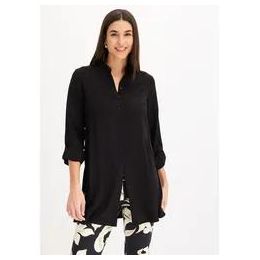 Longbluse bonprix, Damen, Gr. 38, schwarz, Web, Obermaterial: 100% Viskose, festlich, gerade, Blusen Longbluse, gerade Passform, mit langem Arm, aus Viskose, mit Stehkragen