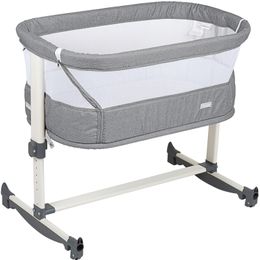 Beistellbett BABYGO "Vivaldi, grey", Baby, Gr. Liegefl&auml;che B/L: 47cm x 81cm, kein H&auml;rtegrad, grau, Kunststoff, Polyester, Babybetten