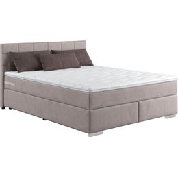 Boxspringbett COTTA "Simba", hellgrau, L:209cm, Komplettbetten, Boxspringbett, wahlweise mit oder ohne Matratze und Topper bestellbar