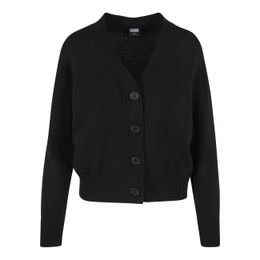 Strickjacke Urban Classics "Urban Classics Damen Ladies Rib Cardigan", Damen, Gr. XS, schwarz, 50% Baumwolle, 50% Polyacryl, unifarben, normal, V-Ausschnitt, Strickjacken Strickjacke