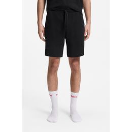 Pyjamashorts HUGO UNDERWEAR "Austin Short", Herren, Gr. L, N-Gr, schwarz (schwarz 001), Web, Obermaterial: 60% Baumwolle, 40% Polyester, normal lang, Hosen, mit Tunnelzug