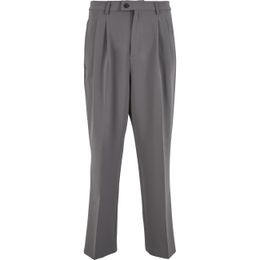 Stoffhose Urban Classics "Urban Classics Double Pleated Dressed Pants", Herren, Gr. 36, Normalgr&ouml;&szlig;en, cloudgrau, 94% Polyester, 6% Elasthan, unifarben, relaxed fit, Hosen Stoffhose