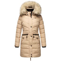 Steppmantel Navahoo "Paula", Damen, Gr. M (38), beige (dunkelbeige), Oberstoff: 100% Polyester. Futter: 100% Polyester. Wattierung: 100% Polyester. &Auml;rmelfutter: 100% Polyester. Kunstpelz: 90% Polyacryl, 10% Polyester, figurbetont ca. Mitte Oberschenkel, hoch geschlossener Ausschnitt, &Auml;rmel ohne &Auml;rmelschlitz Rippstrickb&uuml;ndchen, M&auml;ntel Steppmantel, stylischer Winter Parka m. edlem Fellimitat