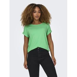 T-Shirt Only "ONLMOSTER &ndash; Kurzarmshirt mit Aufschlag und klassischem Look", Damen, Gr. S (36), gr&uuml;n (spring bouquet), Jersey, Obermaterial: 75% Viskose, 20% Polyester, 5% Elasthan, unifarben, regular fit normal, Rundhals, mit Aufschlag, Shirts T-Shirt, Viskosemischung, regular fit