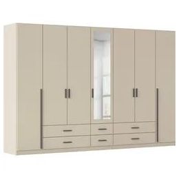 Kleiderschrank Rauch "Schrank Garderobe Ankleide GAMMA Breiten 91/136/181/226/271/315/360 cm", beige (champagner), griffstangen graumetallic, B:315cm H:210cm T:54cm, Holzwerkstoff, Schr&auml;nke, Kleiderschrank, verschiedene Griff-Varianten, mit Spiegel TOPSELLER MADE IN GERMANY, Topseller