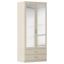 Kleiderschrank Rauch "Schrank Garderobe Ankleide GAMMA Breiten 91/136/181/226/271/315/360 cm", beige (champagner), griffe alu, B:91cm H:210cm T:54cm, Holzwerkstoff, Schr&auml;nke, Kleiderschrank, verschiedene Griff-Varianten, mit Spiegel TOPSELLER MADE IN GERMANY, Topseller