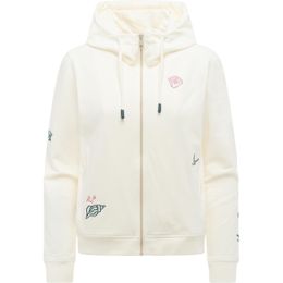 Sweatjacke Ragwear "Parya Embro", Damen, Gr. XL (42), elfenbeinfarben, Material: 95% Baumwolle, 5% Elasthan, gerade h&uuml;ftlang, Rundhals, &Auml;rmel ohne &Auml;rmelschlitz Rippstrickb&uuml;ndchen, Sweatjacken Sweatjacke, Damen Zipper mit Stickereien
