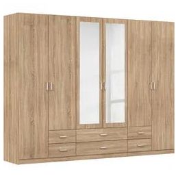 Kleiderschrank Rauch "Schrank Garderobe Ankleide GAMMA Breiten 91/136/181/226/271/315/360 cm", eiche sonoma, griffe alu, B:271cm H:210cm T:54cm, Holzwerkstoff, Schr&auml;nke, Kleiderschrank, verschiedene Griff-Varianten, mit Spiegel TOPSELLER MADE IN GERMANY, Topseller