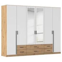 Kleiderschrank Rauch "Schrank Garderobe Ankleide GAMMA Breiten 91/136/181/226/271/315/360 cm", eiche artisan, alpinwei&szlig;, griffstangen graumetallic, B:271cm H:210cm T:54cm, Holzwerkstoff, Schr&auml;nke, Kleiderschrank, verschiedene Griff-Varianten, mit Spiegel TOPSELLER MADE IN GERMANY, Topseller