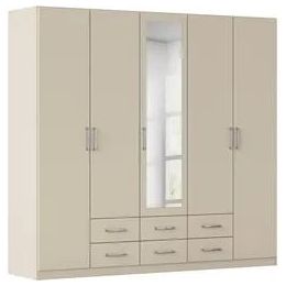 Kleiderschrank Rauch "Schrank Garderobe Ankleide GAMMA Breiten 91/136/181/226/271/315/360 cm", beige (champagner), griffe chrom, B:226cm H:210cm T:54cm, Holzwerkstoff, Schr&auml;nke, Kleiderschrank, verschiedene Griff-Varianten, mit Spiegel TOPSELLER MADE IN GERMANY, Topseller