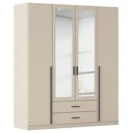 Kleiderschrank Rauch "Schrank Garderobe Ankleide GAMMA Breiten 91/136/181/226/271/315/360 cm", beige (champagner), griffstangen graumetallic, B:181cm H:210cm T:54cm, Holzwerkstoff, Schr&auml;nke, Kleiderschrank, verschiedene Griff-Varianten, mit Spiegel TOPSELLER MADE IN GERMANY, Topseller