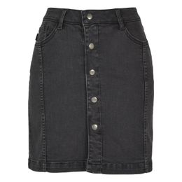 Sommerrock Urban Classics "Urban Classics Damen Ladies Organic Stretch Button Denim Skirt", Damen, Gr. 32, schwarz washed, 50% Baumwolle (Bio), 48% Baumwolle, 2% Elasthan, unifarben, slim fit, R&ouml;cke