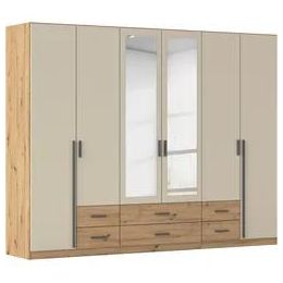 Kleiderschrank Rauch "Schrank Garderobe Ankleide GAMMA Breiten 91/136/181/226/271/315/360 cm", eiche artisan, beige (champagner), griffstangen graumetallic, B:271cm H:210cm T:54cm, Holzwerkstoff, Schr&auml;nke, Kleiderschrank, verschiedene Griff-Varianten, mit Spiegel TOPSELLER MADE IN GERMANY, Topseller