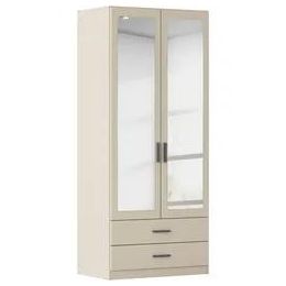 Kleiderschrank Rauch "Schrank Garderobe Ankleide GAMMA Breiten 91/136/181/226/271/315/360 cm", beige (champagner), griffstangen graumetallic, B:91cm H:210cm T:54cm, Holzwerkstoff, Schr&auml;nke, Kleiderschrank, verschiedene Griff-Varianten, mit Spiegel TOPSELLER MADE IN GERMANY, Topseller