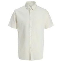 Jack & Jones PlusSize Kurzarmhemd "JJEBREEZE LINEN BLEND SHIRT S/S SN PLS", Herren, Gr. 4XL, N-Gr, wei&szlig;, Web, Obermaterial: 70% Baumwolle, 30% Leinen, JACK & JONES PLUSSIZE, unifarben, normal, Hemden, mit Leinen, regular fit
