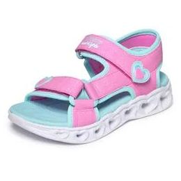 Sandale Skechers "HEART LIGHTS SANDALS", M&auml;dchen, Gr. 35, rosa, t&uuml;rkis, Lederimitat, Glitzer, Schuhe Sandale, Sommerschuh mit Klettverschluss, Gr&ouml;&szlig;enschablone zum Download