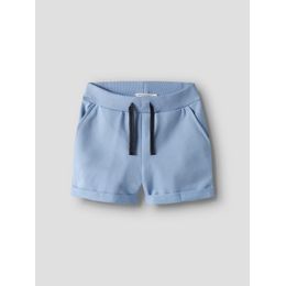 Sweatshorts name it "NKFVOLTA SWE SHORTS UNB", M&auml;dchen, Gr. 92, N-Gr, serenity (blank), angeraute Sweatware, Obermaterial: 95% Baumwolle, 5% Elasthan, unifarben, regular fit kurz, Hosen Sweatshorts, Baumwollmischung, Regular Fit