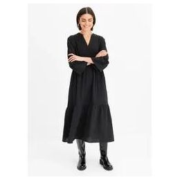 Maxikleid bonprix, Damen, Gr. 48, N-Gr, schwarz (l&auml;nge: regul&auml;r), Obermaterial: 100% Baumwolle, oversize, Kleider Maxikleid, f&uuml;r Fr&uuml;hjahr und Sommer, aus reiner Baumwolle, Oversize-Fit