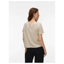 V&eacute;ro Moda Blusenshirt VERO MODA "VMMYMILO SS O-NECK TOP WVN GA", Damen, Gr. XS, silber lining, Web, Obermaterial: 55% Viskose, 45% Leinen, unifarben, regular fit normal, Rundhals, Shirts Blusenshirt, mit Leinen