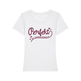 WOOOP Shirt "Perfekt" in Wei&szlig; - 51% | Gr&ouml;&szlig;e L | Damen-tops