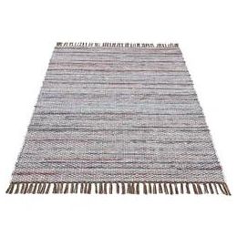 Teppich CarpetFine "Kelim Chindi, Wendeteppich", braun, B:160cm H:6mm L:230cm, Baumwolle, Polyester, Teppiche, Teppich, handgewebt, Fleckerlteppich mit Fransen, auch vielen in L&auml;ufergr&ouml;&szlig;en