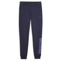 Trainingshose Puma "ESS LOGO LAB METALLIC SWEATPANTS TR CL", Damen, Gr. L, N-Gr, deep plum, Sweatware, Obermaterial: 68% Baumwolle, 32% Polyester, bedruckt, regular fit normal, Hosen Trainingshose, mit Eingrifftaschen, Regular Fit, sportlicher Stil