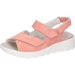 Waldl&auml;ufer Sandale WALDL&Auml;UFER "K-ADEA", Damen, Gr. 6,5, melone, Veloursleder, unifarben, Basic, Schuhe Sandale, Keilsandalette, Sommerschuh, Bequemschuh, Klettverschl&uuml;sse, K-Weite