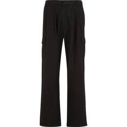 Cargohose Urban Classics "Urban Classics Wide Pleated Cargo Pants", Herren, Gr. 28, Normalgr&ouml;&szlig;en, schwarz, 80% Baumwolle, 18% Polyester, 2% Elasthan, unifarben, relaxed fit, Hosen Cargohose