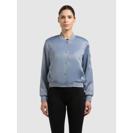 Blouson Khujo "TAMI", Damen, Gr. XS, misty blau, 97% Polyester, 3% Elasthan, gl&auml;nzend, regular fit h&uuml;ftlang, eingesetzt Rippstrickb&uuml;ndchen, Jacken Blouson