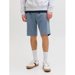 Jack & Jones Sweatshorts JACK & JONES "JPSTGORDON mit elastischem Bund", Herren, Gr. S, N-Gr, blau mirage, Web, Obermaterial: 65% Polyester, 35% Baumwolle, unifarben, slim fit kniefrei, Hosen Sweatshorts, unifarben, modisch, regular fit, Webstoff