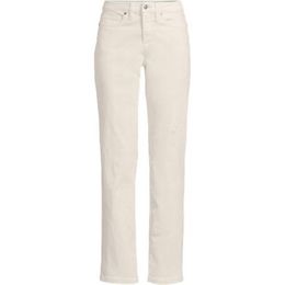 LANDS' END All-Day CoolMax Straight Fit Jeans Mid Waist, Damen,  Wei&szlig;, by Lands' End