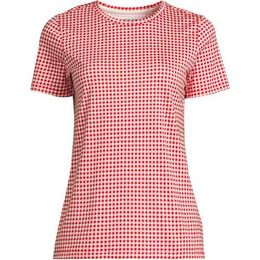 LANDS' END Supima Kurzarm-Shirt mit rundem Ausschnitt, Damen,  Rot, Baumwolle, by Lands' End