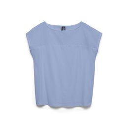 V&eacute;ro Moda Spitzentop VERO MODA "VMJANNI CS BOAT NECK TOP JRS GA", Damen, Gr. M, blau (brunnera blau), Jersey, Obermaterial: 100% Baumwolle, unifarben, normal, U-Boot-Ausschnitt, Tops Spitzentop, Baumwolle